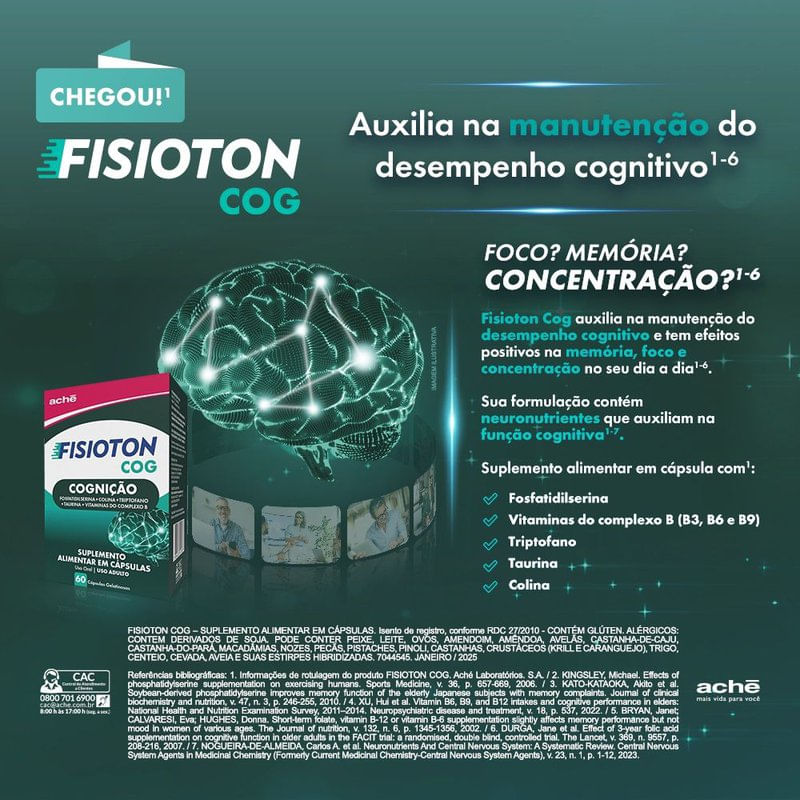 Fisioton Cog 60 Cápsulas Aché - Farmácias São João
