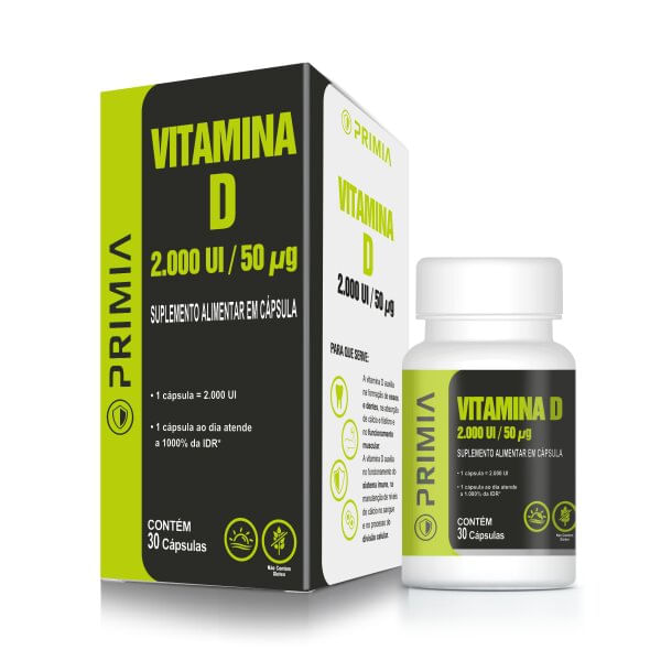 Primia Vitamina D 2000ui 30 Cápsulas - Farmácias São João